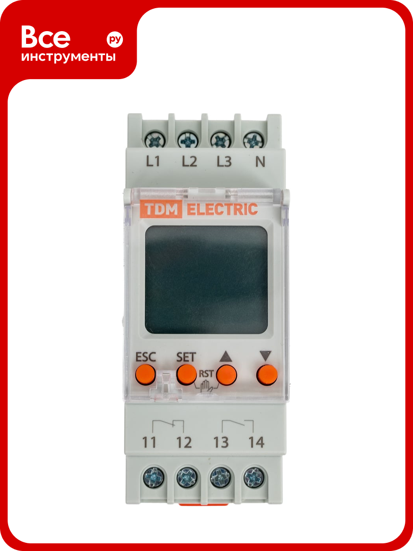 Реле напряжения TDM ELECTRIC 3ф серии рн 12-3x400/230в (lcd-дисплей, 1нр+1нз-контакты) SQ1504-0019