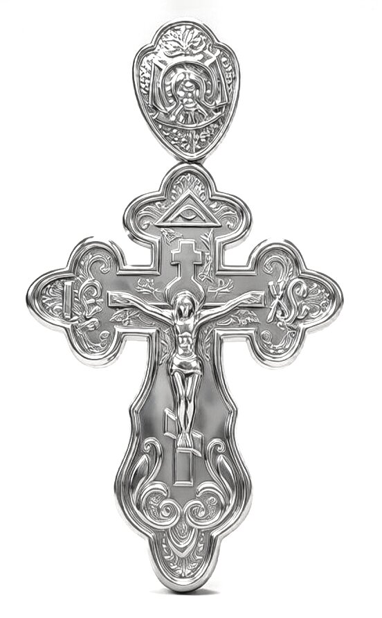 Крестик, серебро, 925 проба, родирование