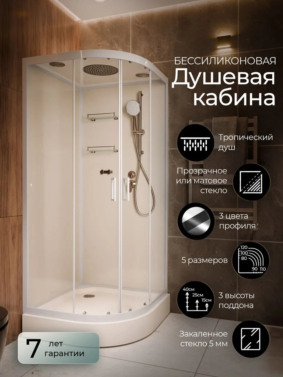 Душевая кабина Frank F409 White низкий поддон