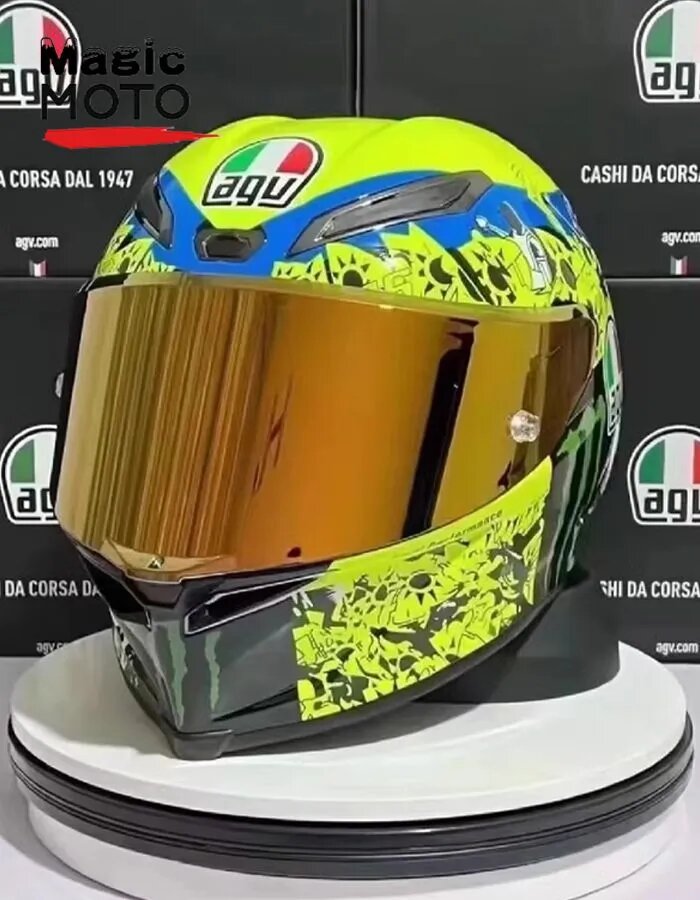 AGV Мотошлем, цвет: желтый, синий, размер: XXL