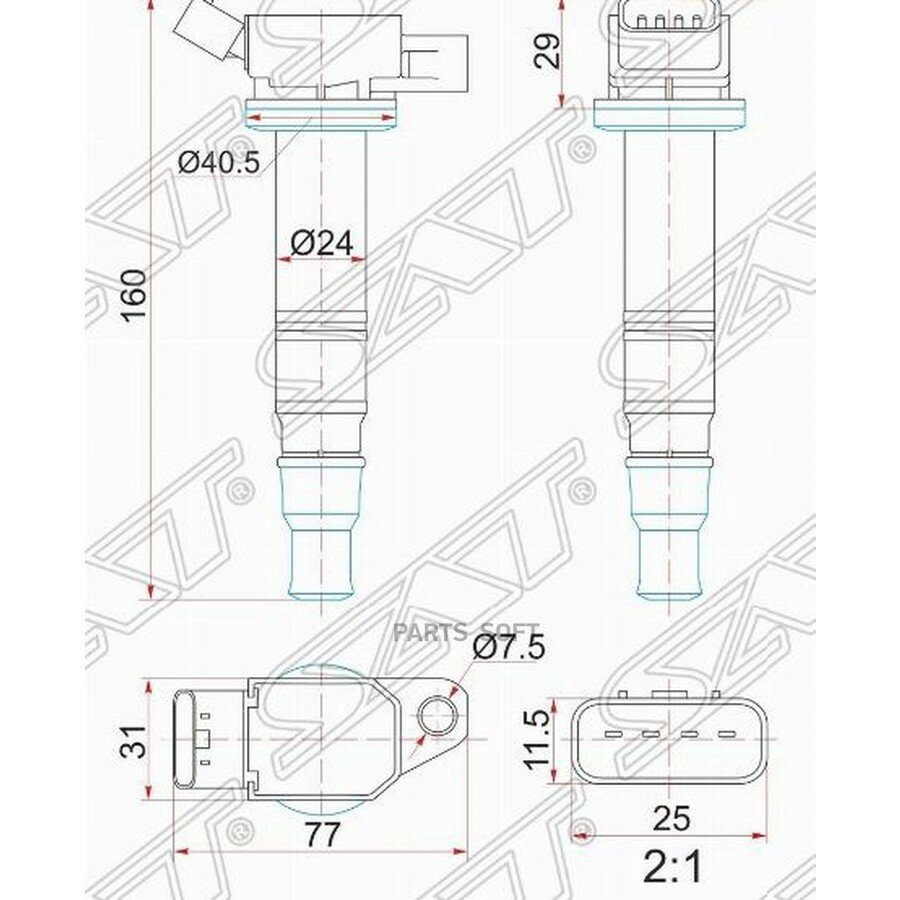 Катушка зажигания Toyota Allion (T240, T260) 01-21 / Avensis 97-08 1AZFE,1AZFSE,1GRFE,1NZFE,1TRFE,2AZ от официального дистрибьютора, SAT, артикул ST9091902248