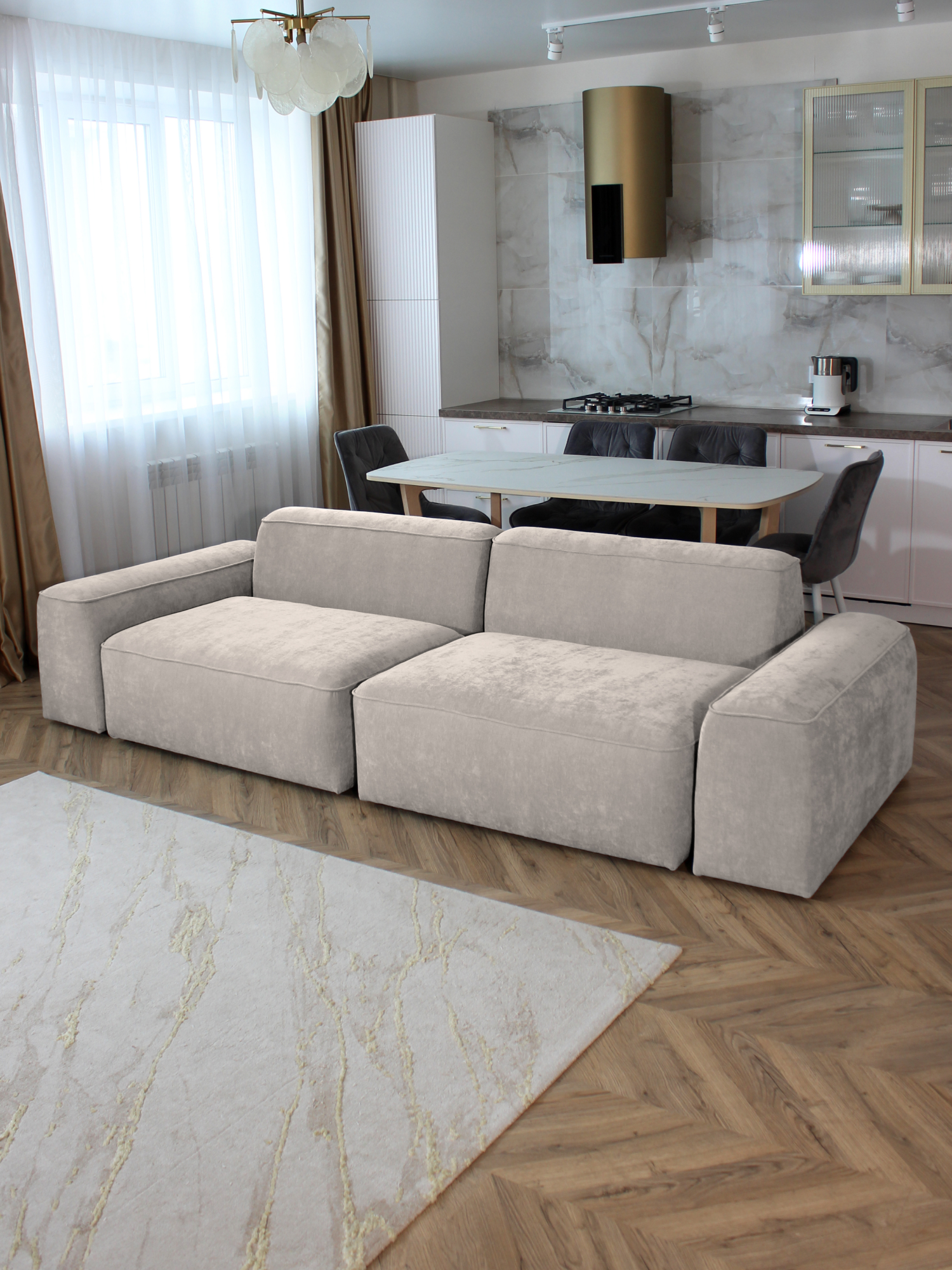 Диван модульный Скай, белый, 284x107x70