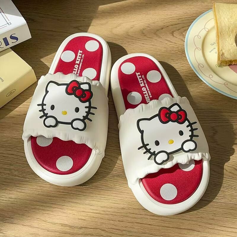 Новые милые летние тапочки Hello Kitty с мультяшным рисунком для женщин
