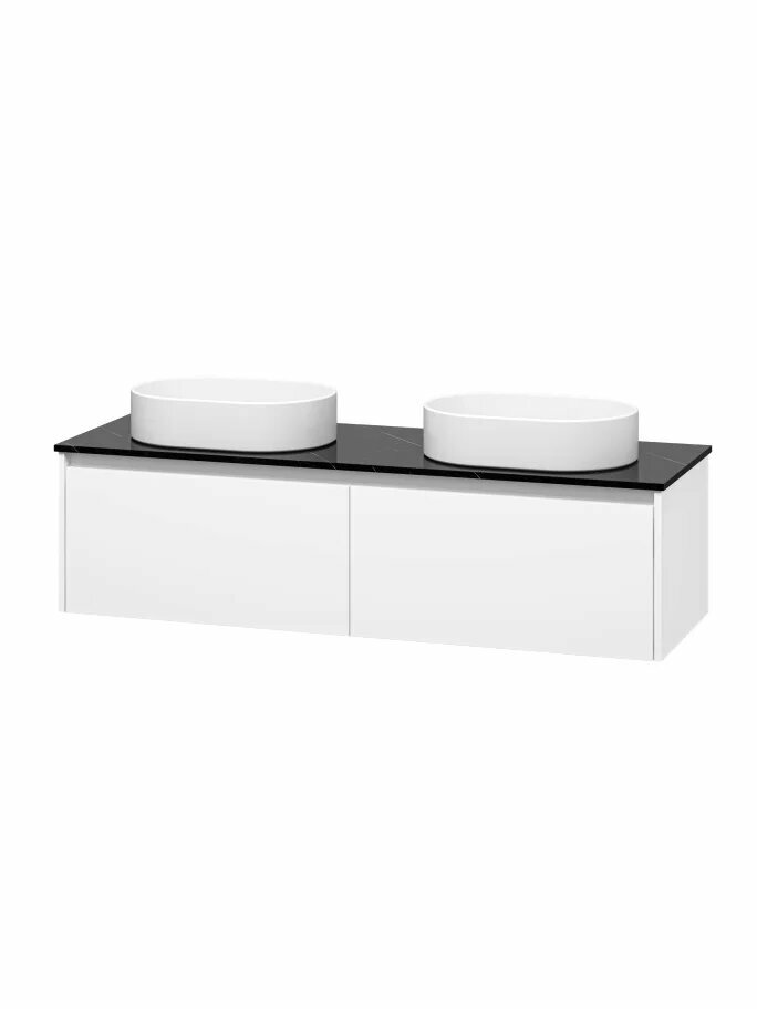 Тумба с раковиной Misty Виста 150 подвесная, 150 см, со столешницей, белая, черная, матовая, из МДФ, с ящиками, раковина для ванной, фарфоровая, овальная