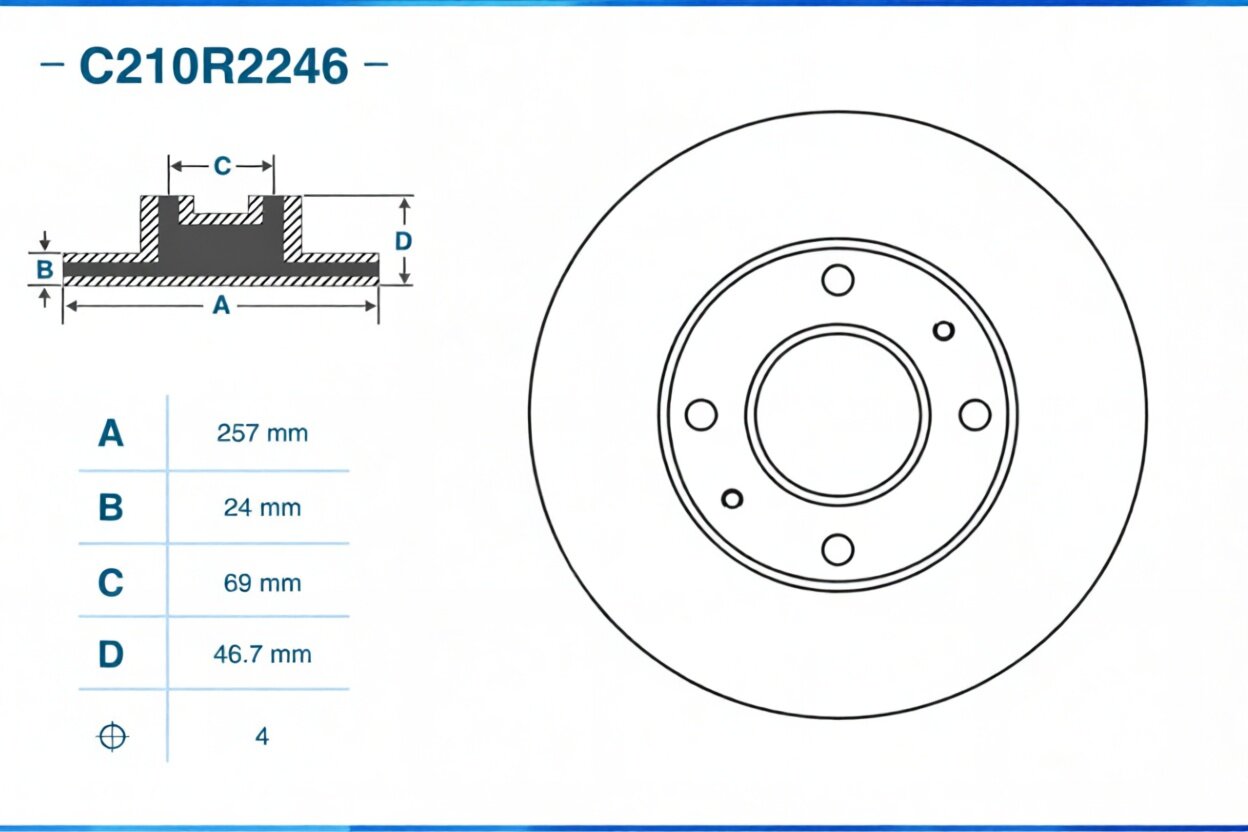 Тормозной диск передний C210R2246 CWORKS арт. C210R2246