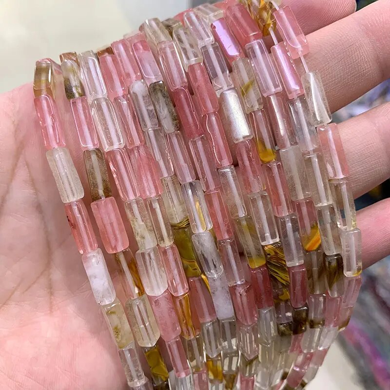 Бусины из лазурита, аметиста, лабрадорита, watermelon crystal, 4*13 мм
