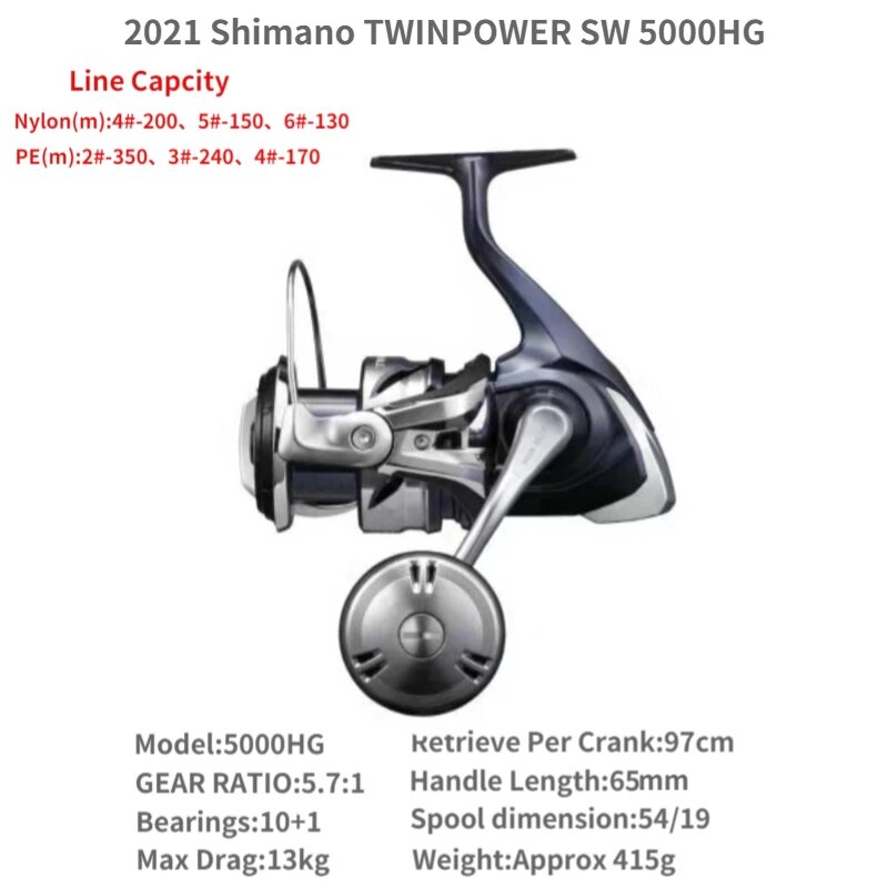 SHIMANO Twin Power SW безынерционная катушка для морской воды 5000HG