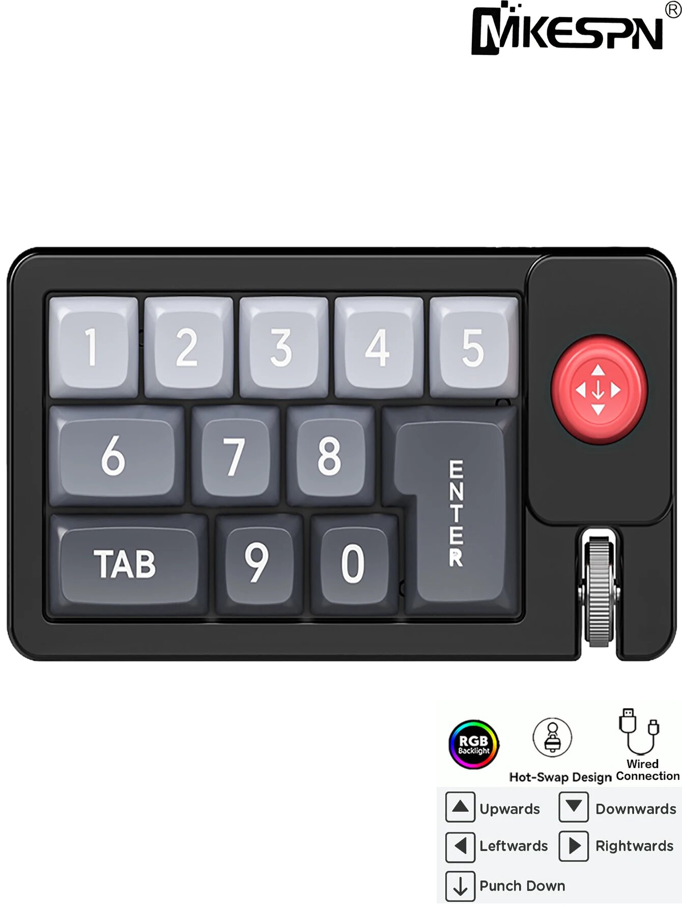 Мини-клавиатура игровая механическая MIKESPN черная проводная RGB