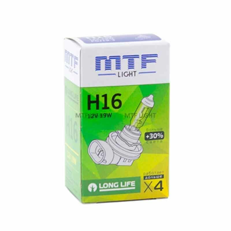Галогенная лампа MTF Light H16, 12V, 19W, +30% LONG LIFE x4, 1шт.