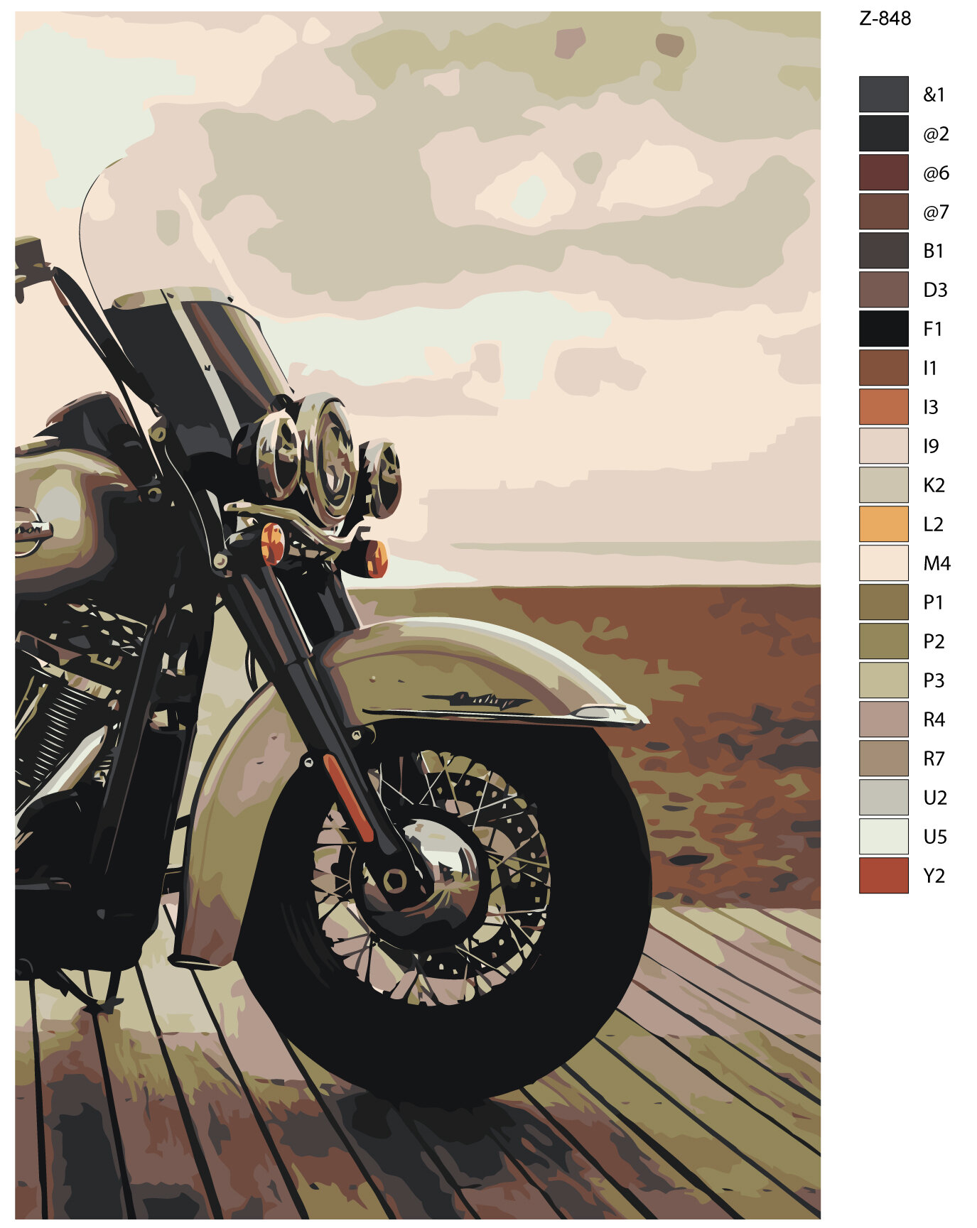 Картина по номерам Z848 "Мотоцикл Harley Davidson" 60x90
