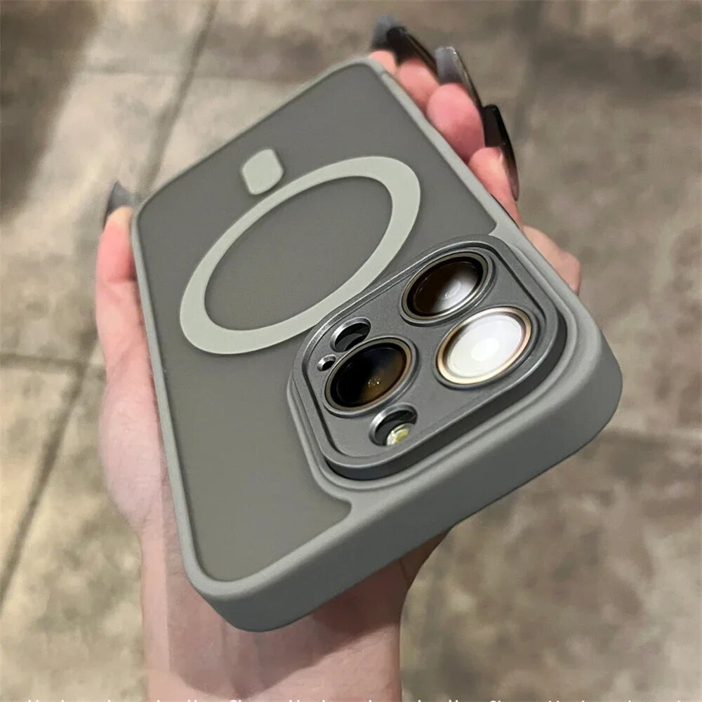 Матовый магнитный чехол для iPhone 17, 16, 13, 15, 11 Pro Max, 12, Серый, Gray, For iPhone 15 Plus