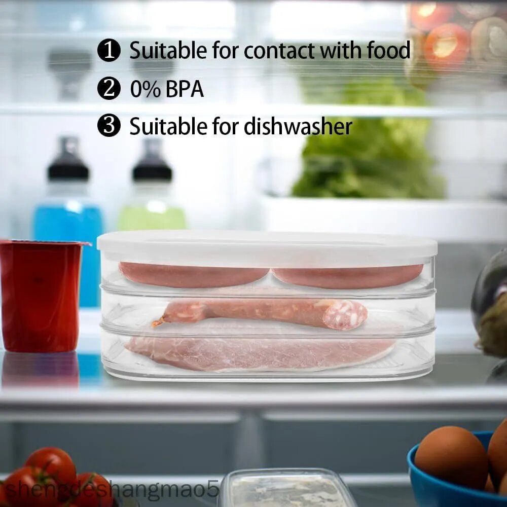 Салами Сэйвер Прозрачные контейнеры для хранения продуктов с крышками, 2000 мл, переносная герметичная коробка для сохранения колбасы