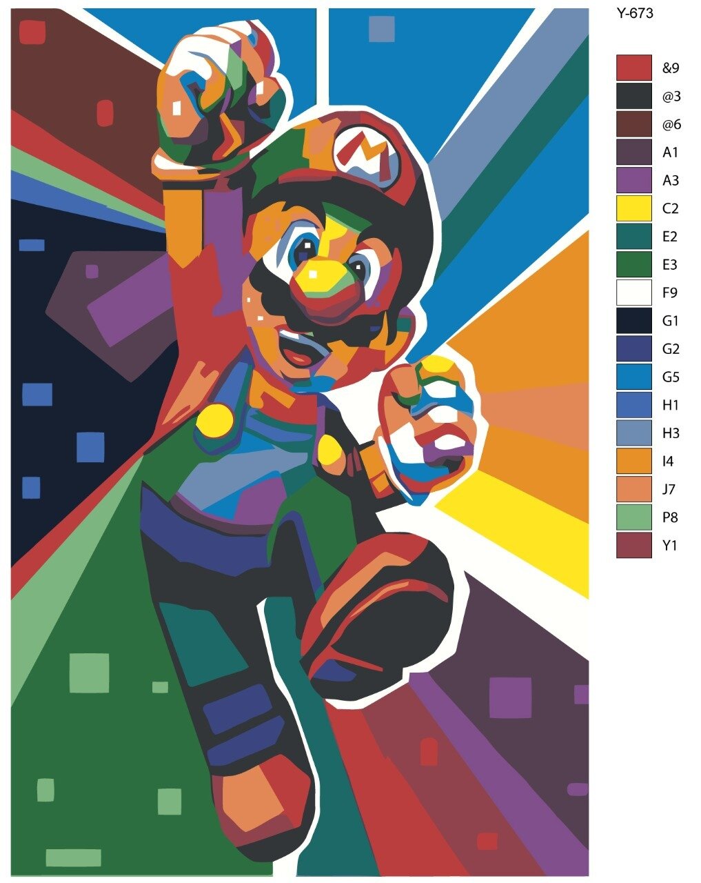 Картина по номерам Y-673 "Super Mario (супер Марио). Радостный Марио" 60x90