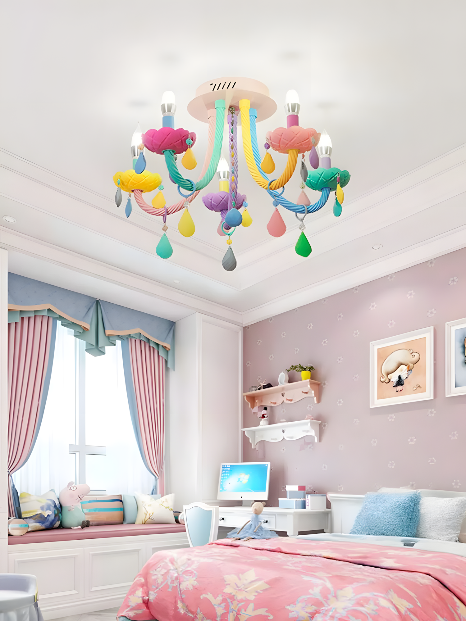 Люстра Clear Lighting "Rainbow", хрустальная, потолочная, детская комната