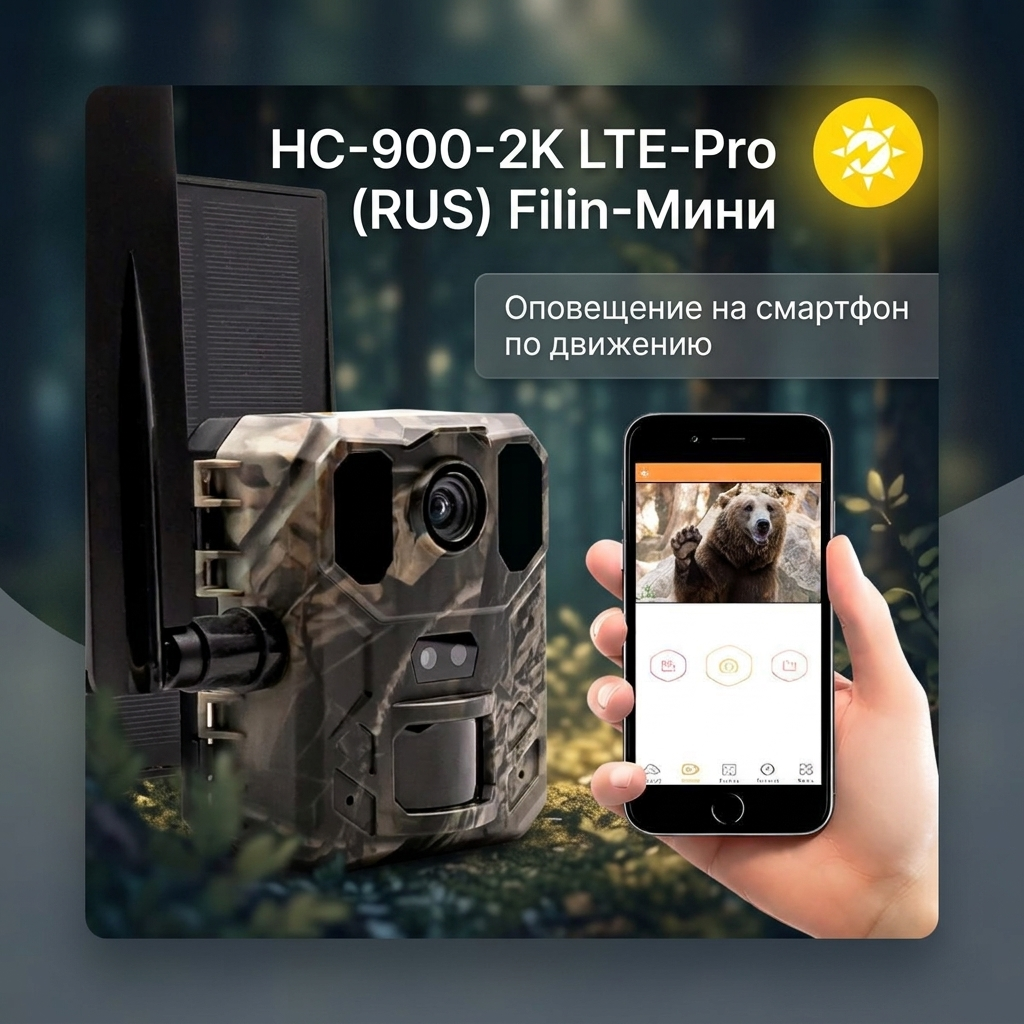 Уличная 2К/4G фотоловушка HC-900-2K LTE-Pro (RUS) Filin-Мини