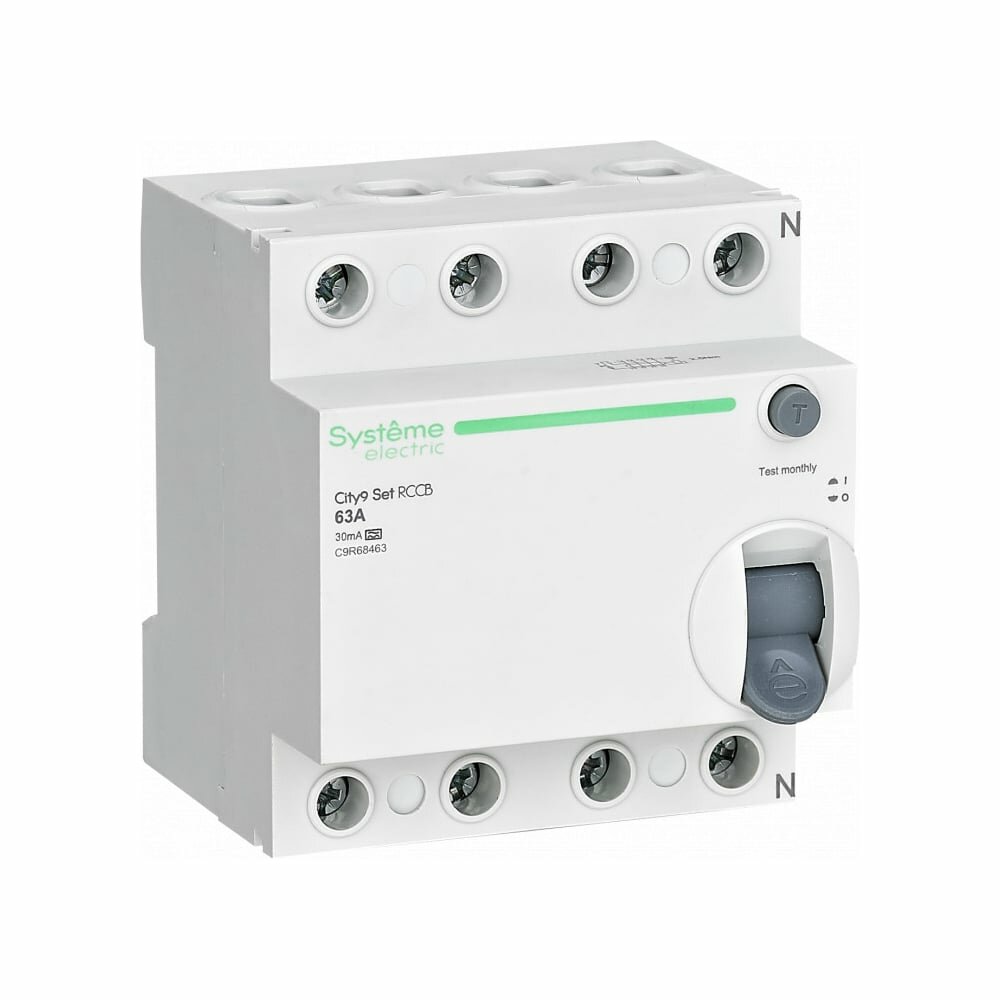 Выключатель дифференциального тока Systeme Electric City9 set вдт 63а 4p 30ма тип-a 400в C9R68463