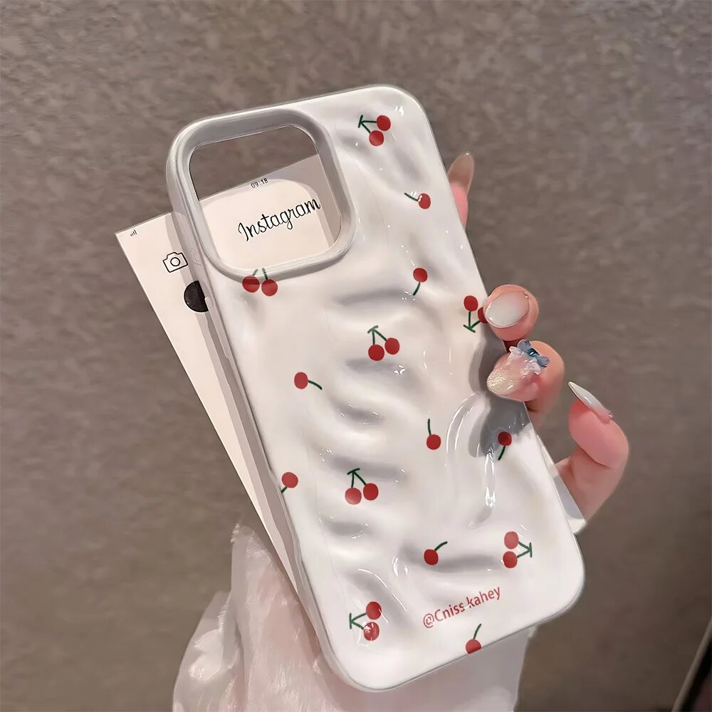 Чехол для iPhone 14 ProMax с вишенками, белый