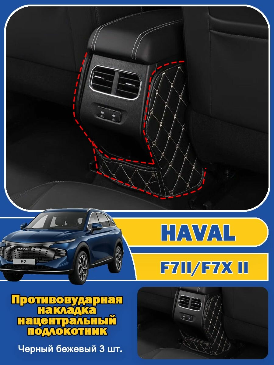 Защитные накладки на спинки сидений и консоль HAVAL F7II, F7X II Противовударная накладка нацентральный подлокотник