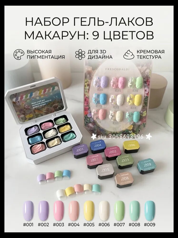 Гель-краска для ногтей с текстурой масляной живописи девять клеток, набор из 9 цветов для самостоятельного маникюра