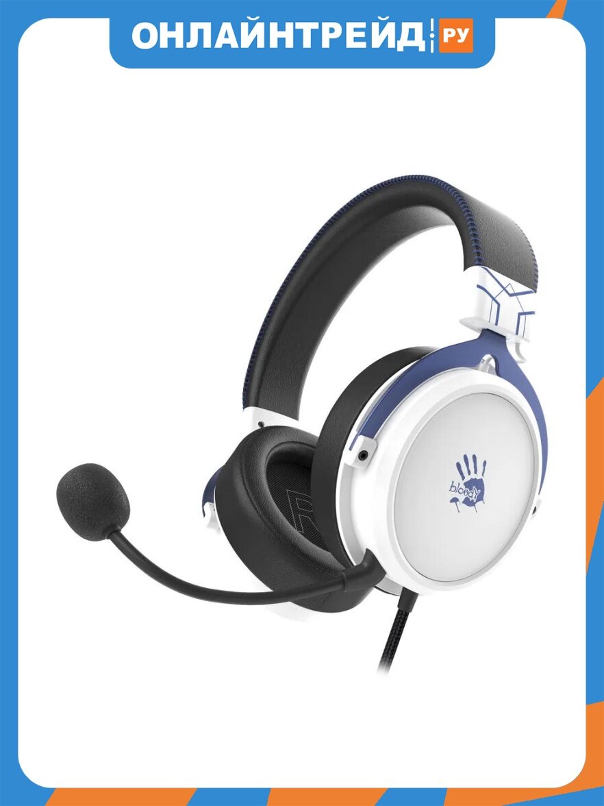 Игровые наушники A4TECH Bloody M590i, проводные (USB), синий/белый