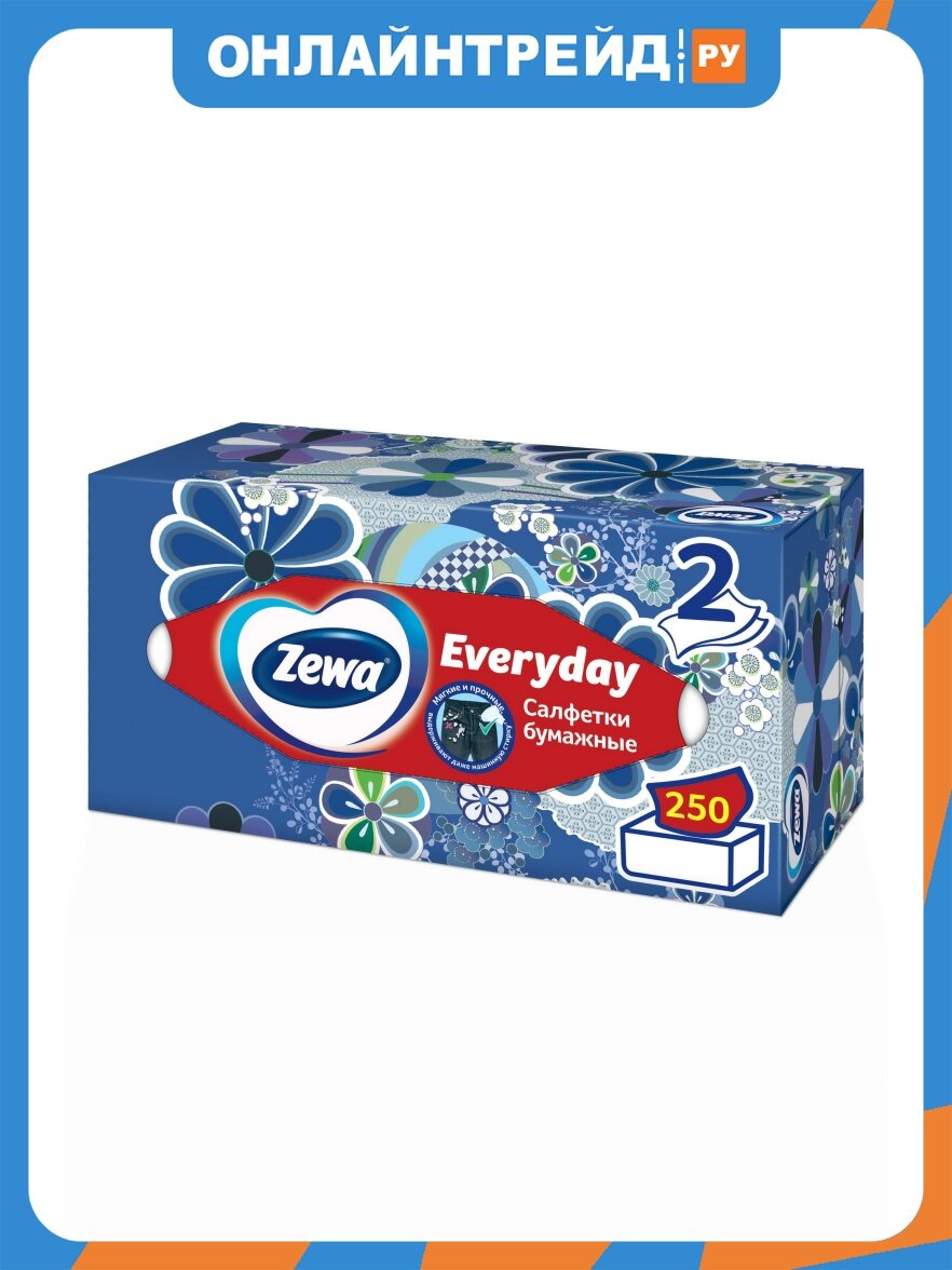 Салфетки косметические Zewa Everyday 2-сл, 250 листов
