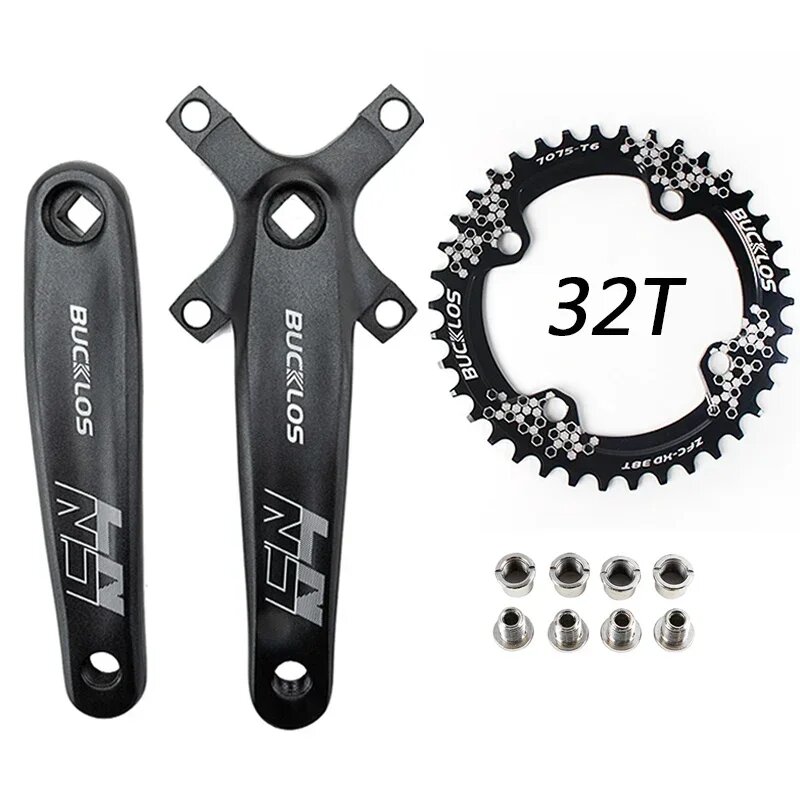 BUCKLOS Шатуны Алюминиевый сплав 170 мм 32/34/38/40/42T Черный, 32T Black-Round