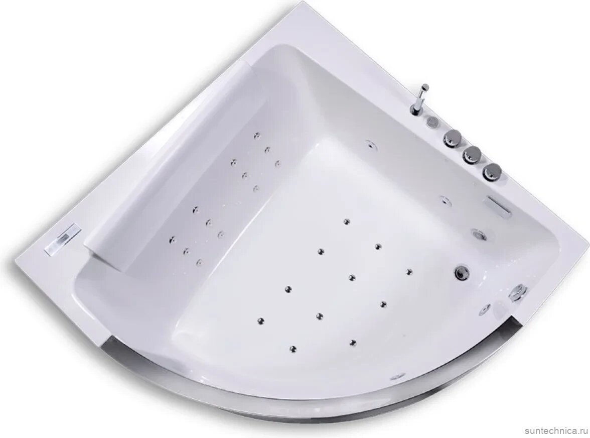 Акриловая ванна Orans 6510700 150x150 см, угловая, пристенная, с гидромассажем, белая, четверть круга, с каркасом, с экраном, со смесителем, со сливом-переливом, с подсветкой, с подголовником, с поручнем