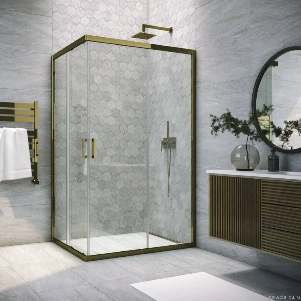 Душевой уголок Vegas Glass ZA-F Tur Novo h1900 90*80 05 01 профиль бронза, стекло прозрачное