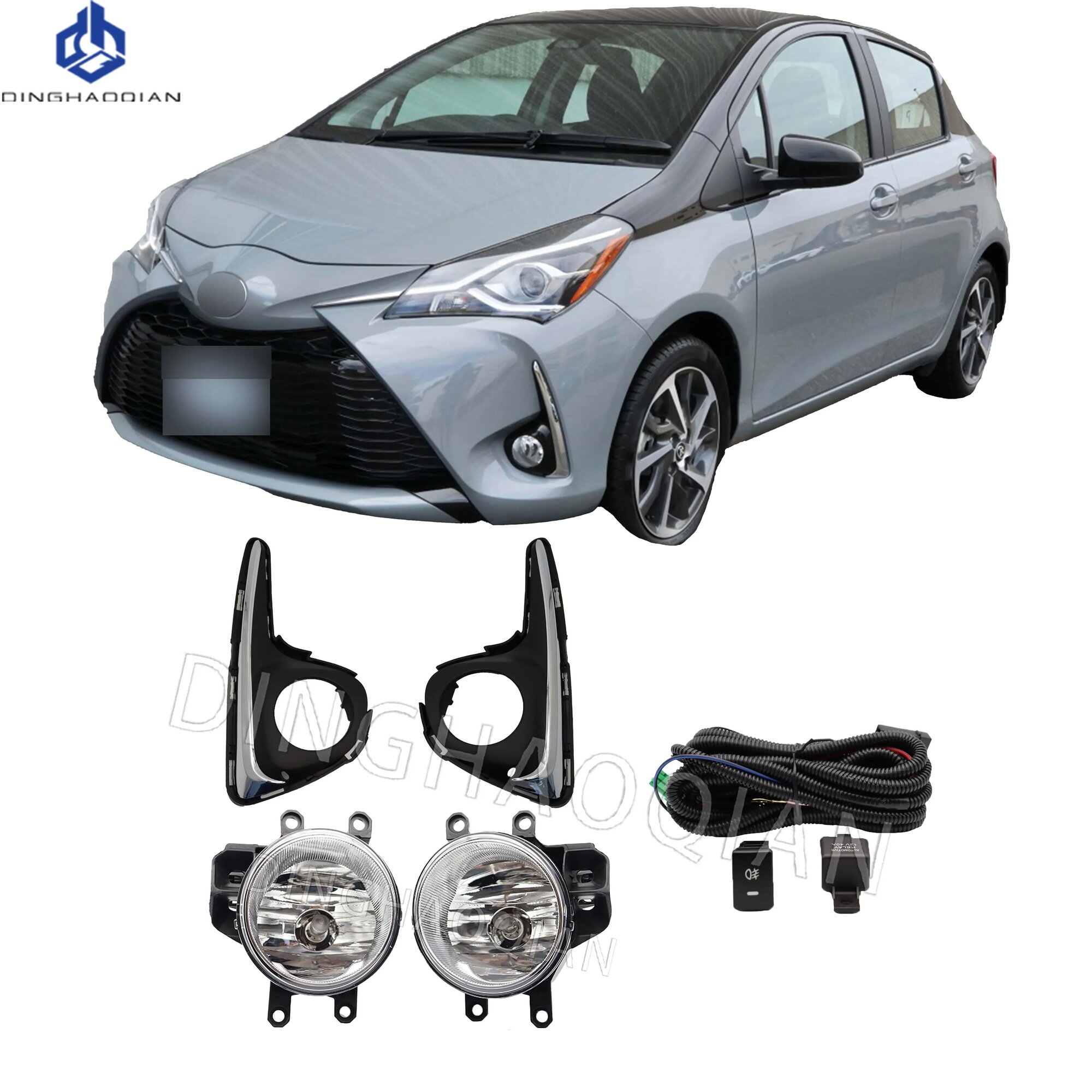 1 комплект противотуманных фар для Toyota YARIS 2018 2019 2020, противотуманные фары, комплект автомобильных противотуманных фар с жгутом переключателя лампы