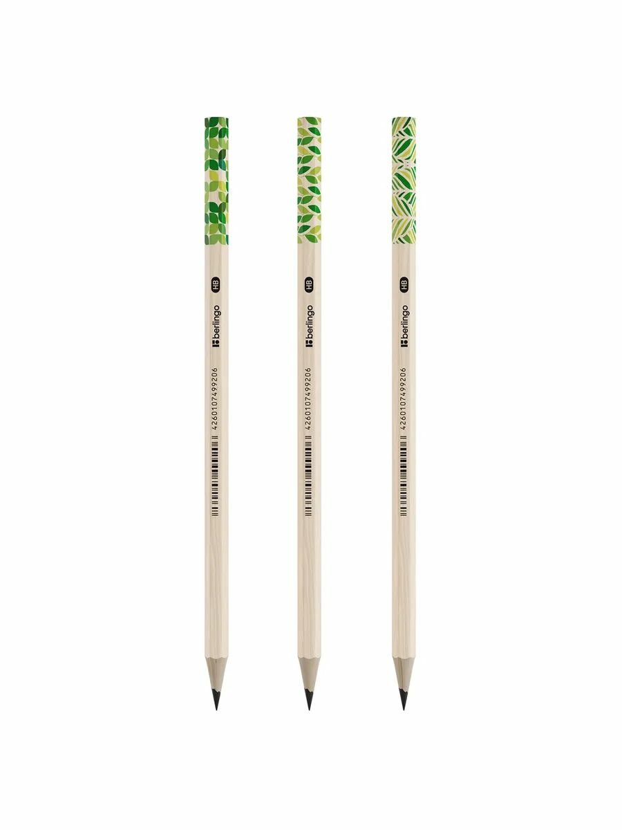 Карандаш ч/гр. BERLINGO "Green Series" HB, шестигран, заточен, пластик (BP00860)