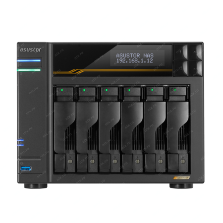 Платформа СХД ASUSTOR AS6806T 6 Bay (Max.18) 4xM.2 2x5GLAN 2x10GLAN 16GB (Max.64GB) DDR5 2xUSB-C 3xUSB — фото 1