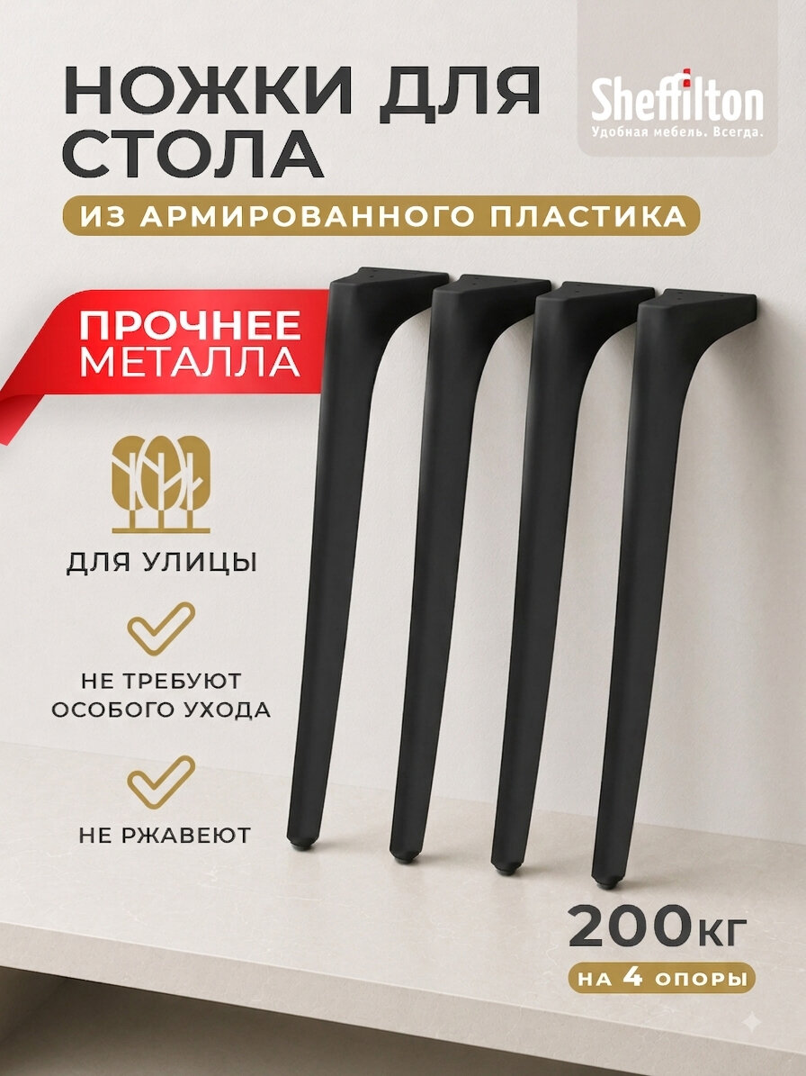 Ножки для стола, пластиковые, черные комплект 4 шт, опоры для стола TU137