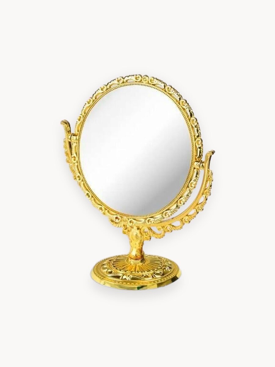 Зеркало косметическое настольное с увеличением, круглое, диаметр 12 см, пластик, KH-164