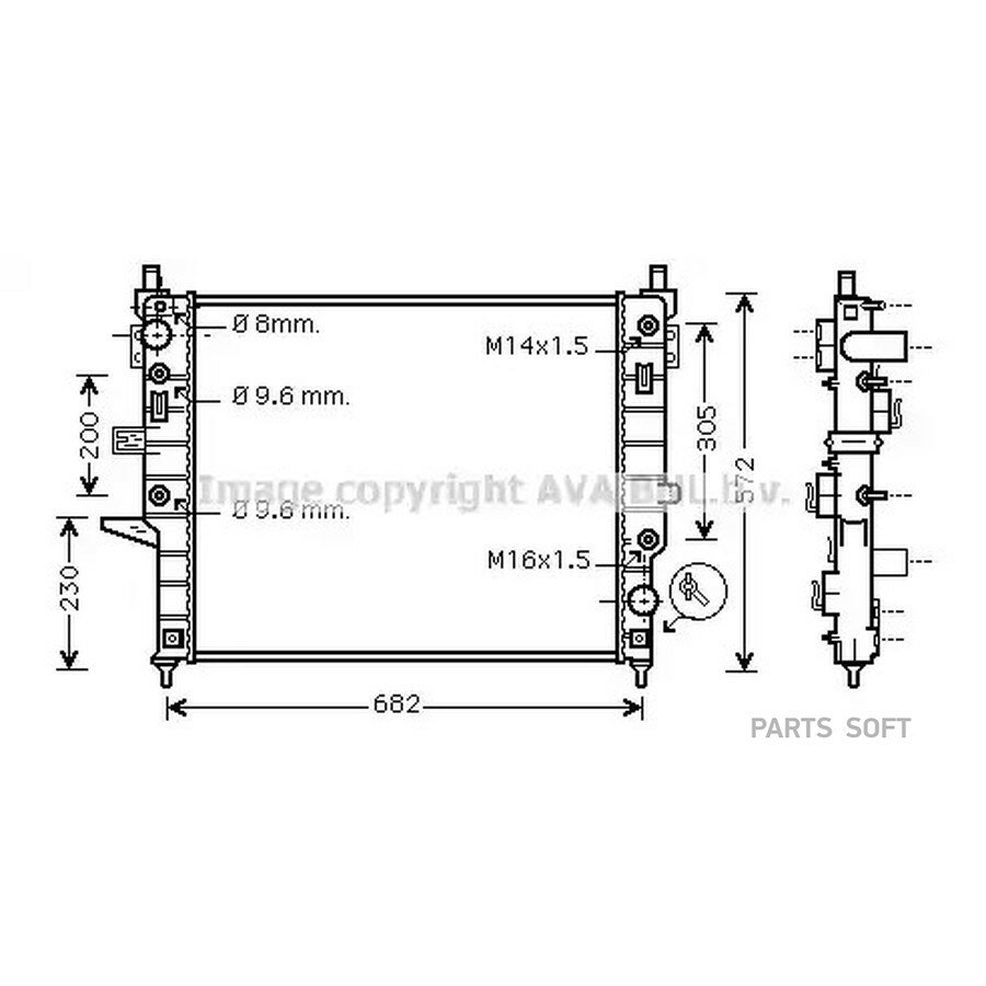Радиатор двигателя от официального дистрибьютора, AVA, артикул MSA2271