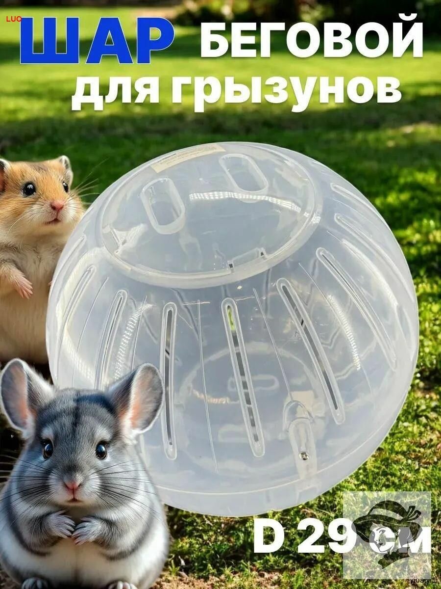 Шар прогулочный (беговой) для хомяков, крыс, свинок, грызунов, диаметр 18.5 см, разборный, прозрачный, белый