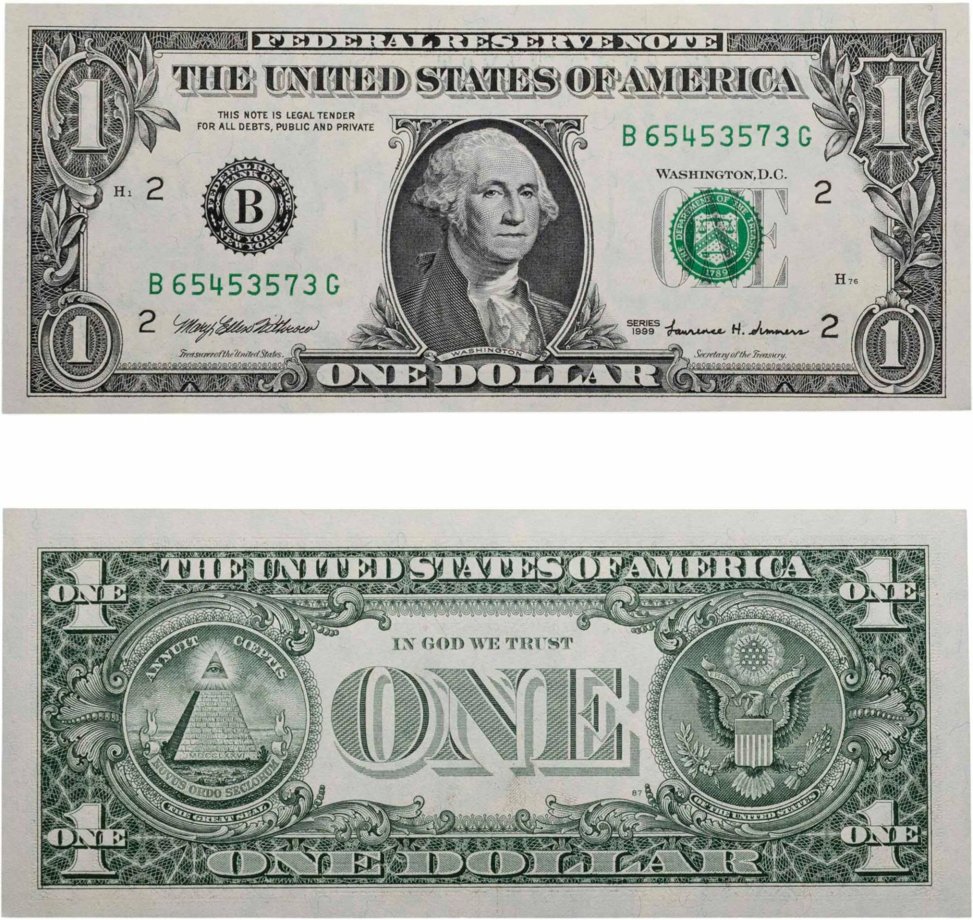 США 1 доллар 1999 год Pick 504 B-Нью Йорк