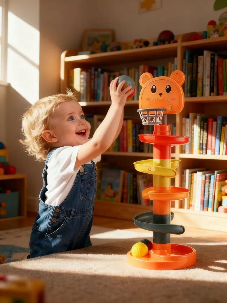 Развивающая башня с шарами для малышей 1-3 лет баскетбольный тракт