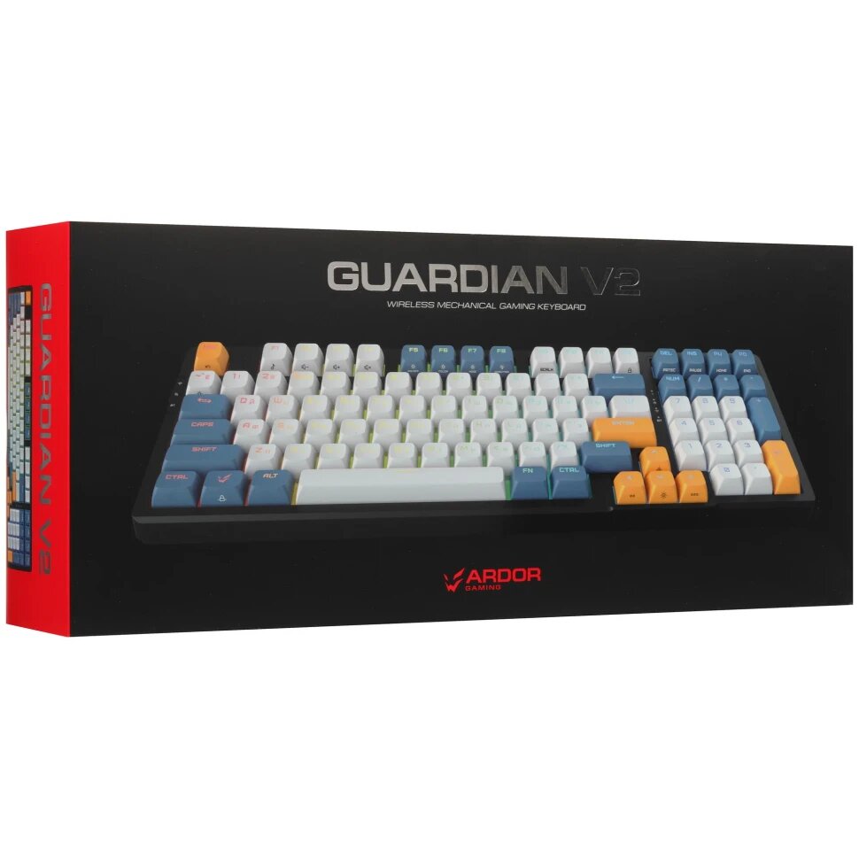 Клавиатура проводная + беспроводная ARDOR GAMING Guardian V2, черный, белый, желтый, синий