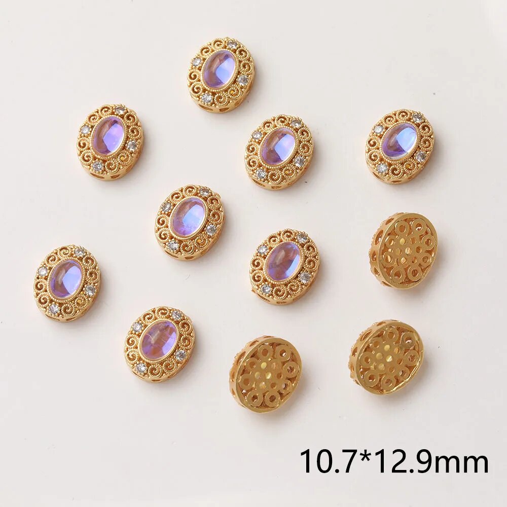 4 шт. позолоченные круглые овальные бусины из латуни O