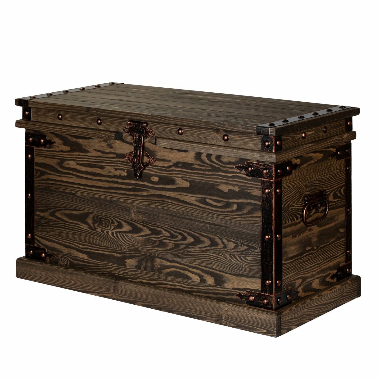 Сундук "викинг" из массива сосны (с прямой крышкой) (венге)