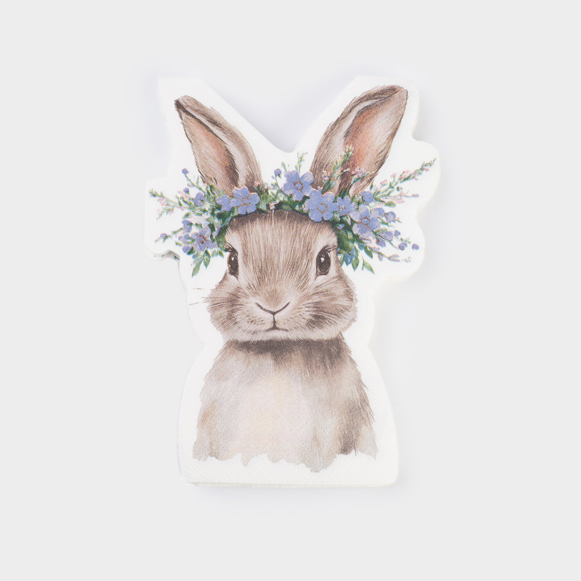 Салфетки бумажные, 25х30 см, 20 шт, фигурные, белые, Кролик в венке, Flora Easter, Kuchenland