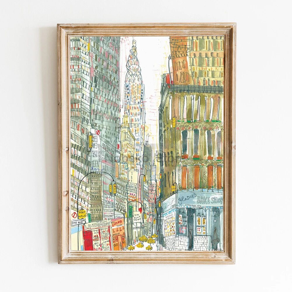 Печать на холсте "Нью-Йоркский пейзаж" 19, 20X30cm Unframed