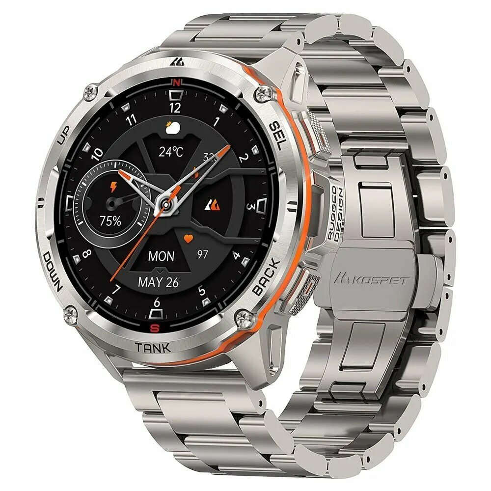 Kospet Смарт-часы T3 Ultra Special Edition, 36mm, Ремешок для часов из серебристой стали