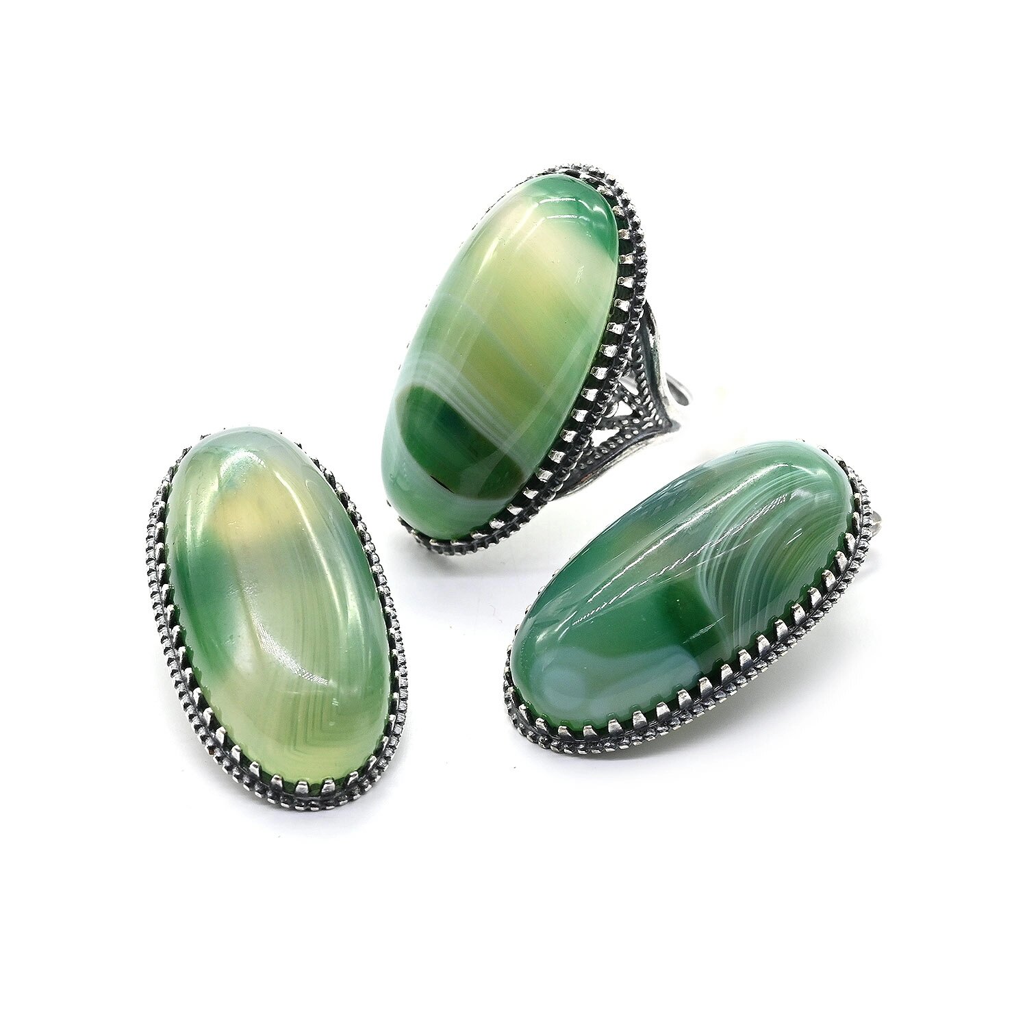 Комплект бижутерии: кольцо, агат