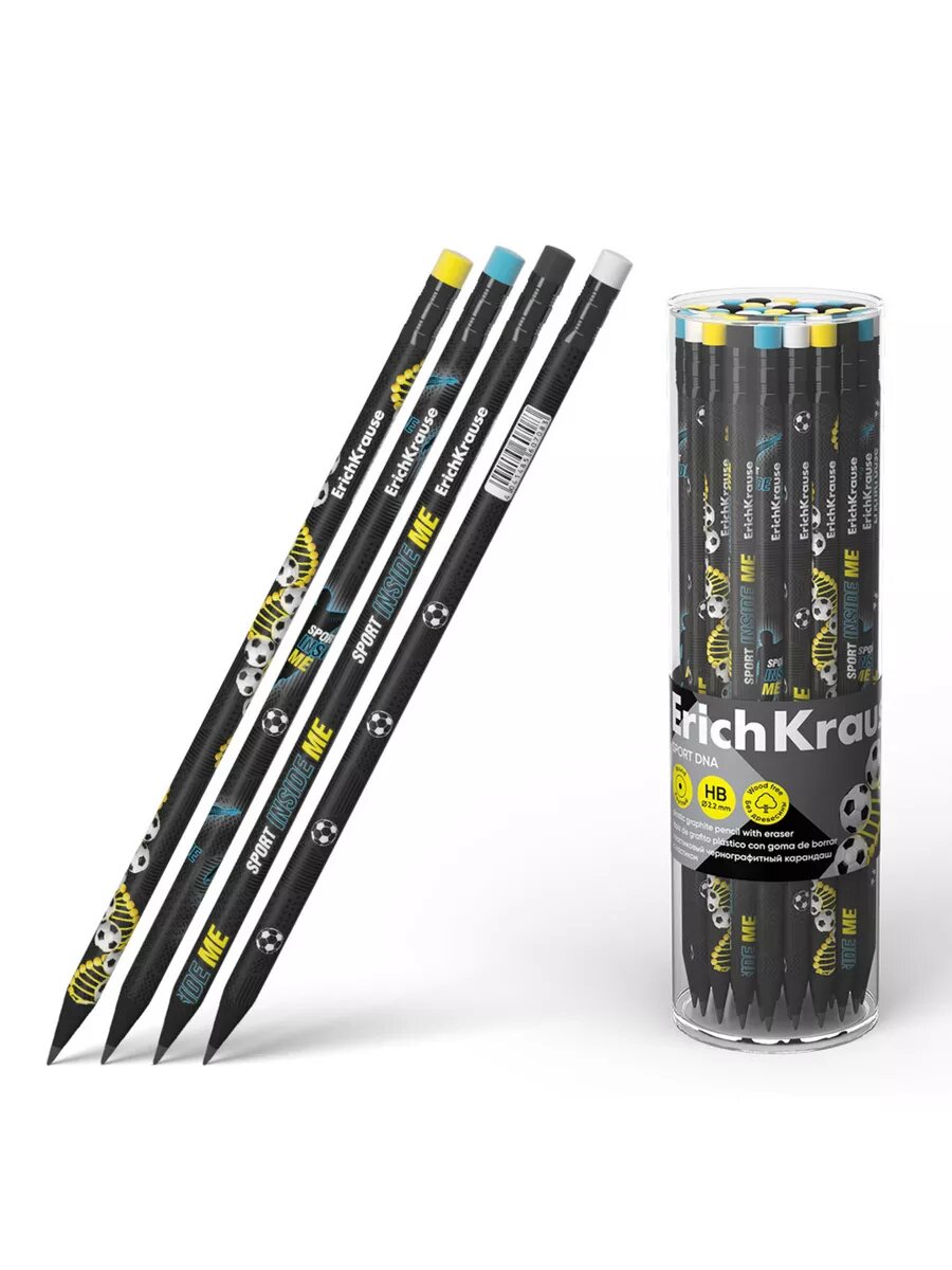 Чернографитный карандаш пластиковый Sport DNA HB, 42 шт.