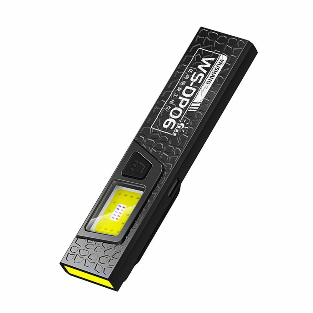 Портативный светодиодный фонарик с длительным сроком службы и металлическим зажимом на задней панели.