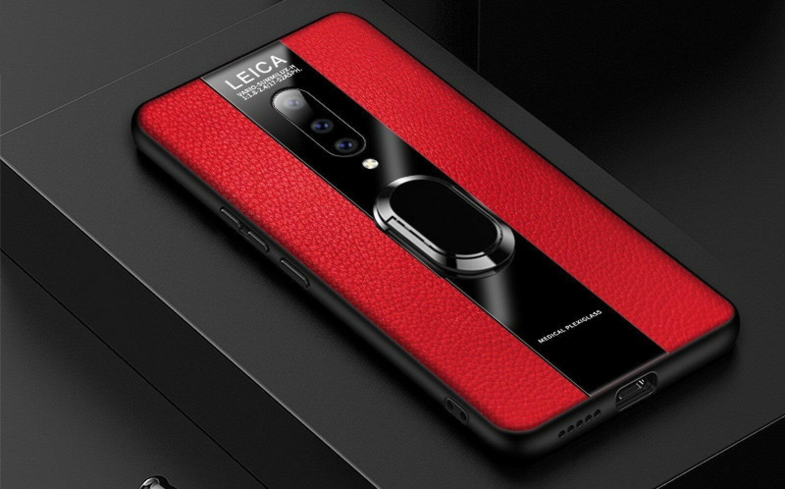 Чехол накладка MyPads для OnePlus 8 из силикона с кожаной текстурой и стеклянной вставкой, красный