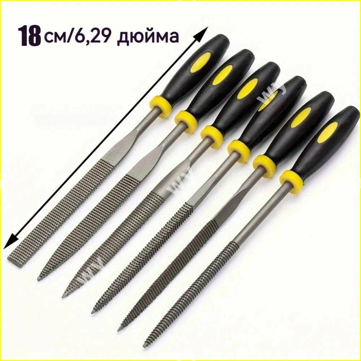 Эксклюзивный набор из 6 рашпилей 180 мм для ручной обработки дерева, дополненный металлическим напильником и игольчатым надфилем