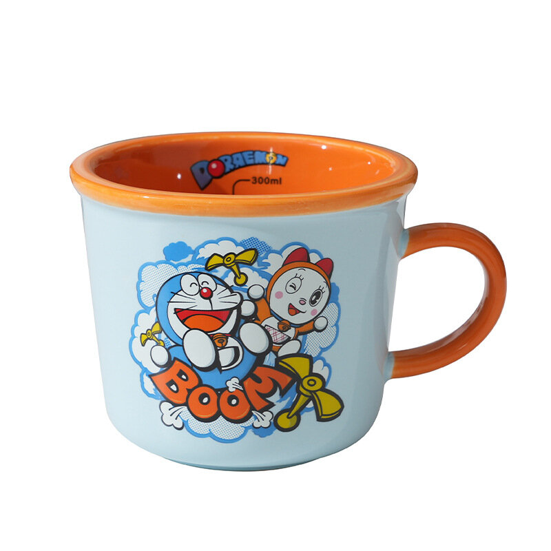 Керамическая кружка Doraemon со шкалой и ручкой, 380 мл, 4 цвета, в подарок. Мояэкономка