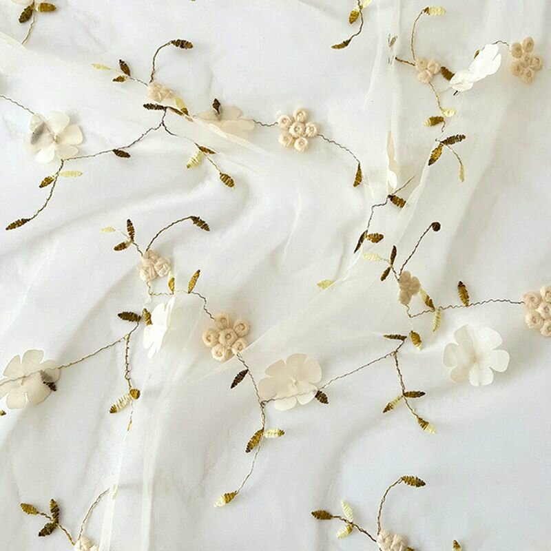 Ткань из сетки, сетки с вышитыми цветами, DIY Одежда Платье, 130х50см